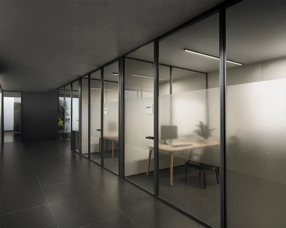 Semi-Private Work Pod Partitions with Frosted Glass and Monolithic Fra ...
