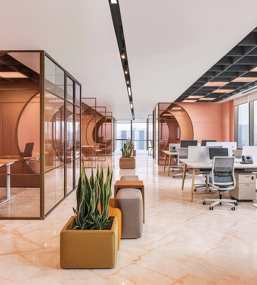 Translucent Terracotta Office with Sculptural Geometry – Davinciya