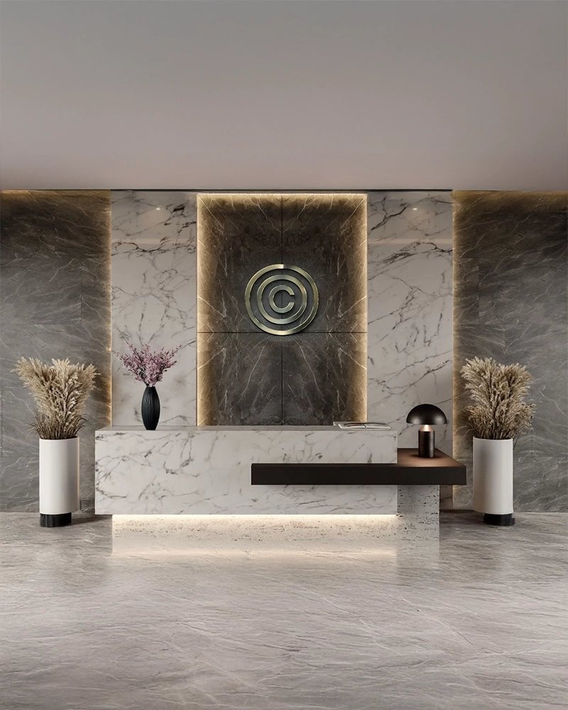 Ultra-Premium Marble Reception Lobby Design – Davinciya