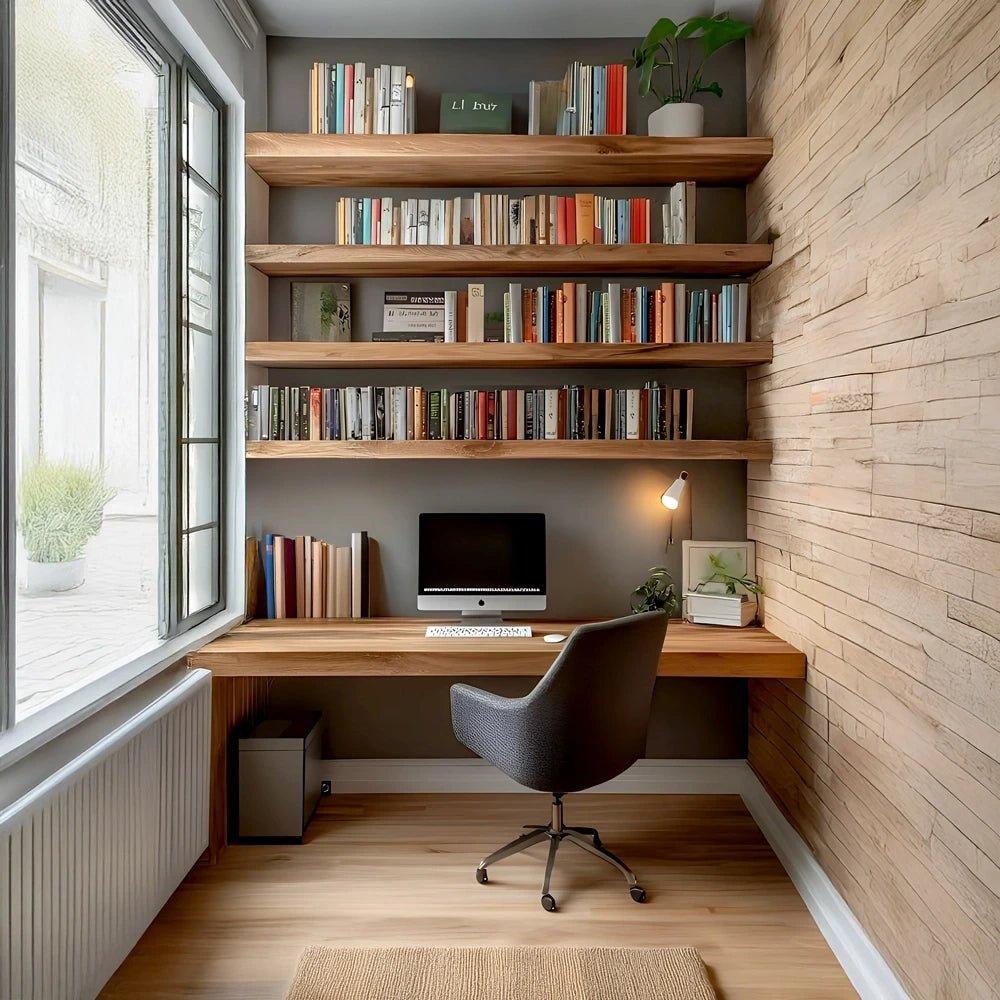 Cozy Modern Wooden Study Room with Open Shelving – Davinciya