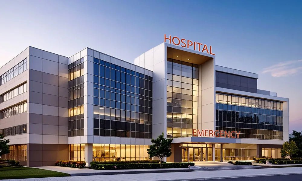 Contemporary Glass-Focused Hospital with Clean Modular Aesthetic ...