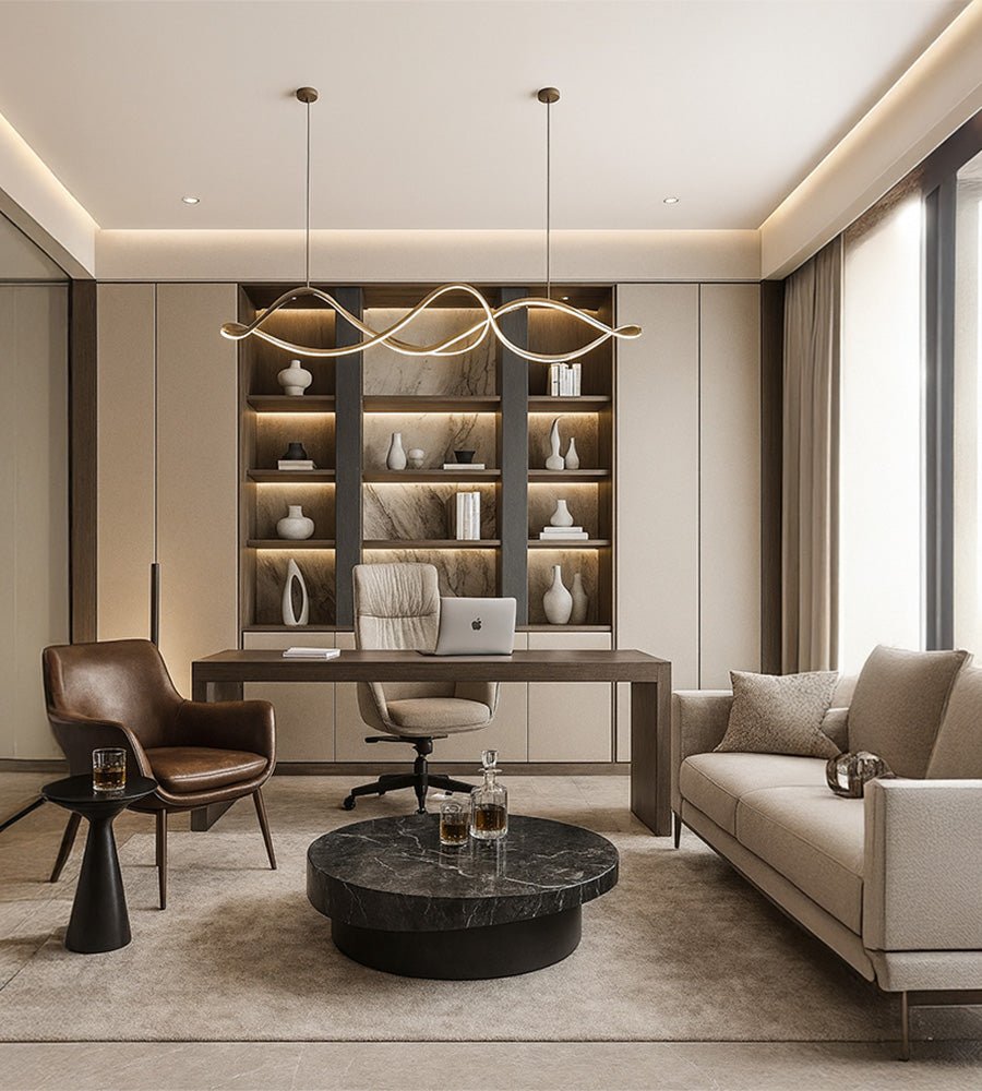 Modern Executive Office with Elegant Lighting and Luxurious Decor ...