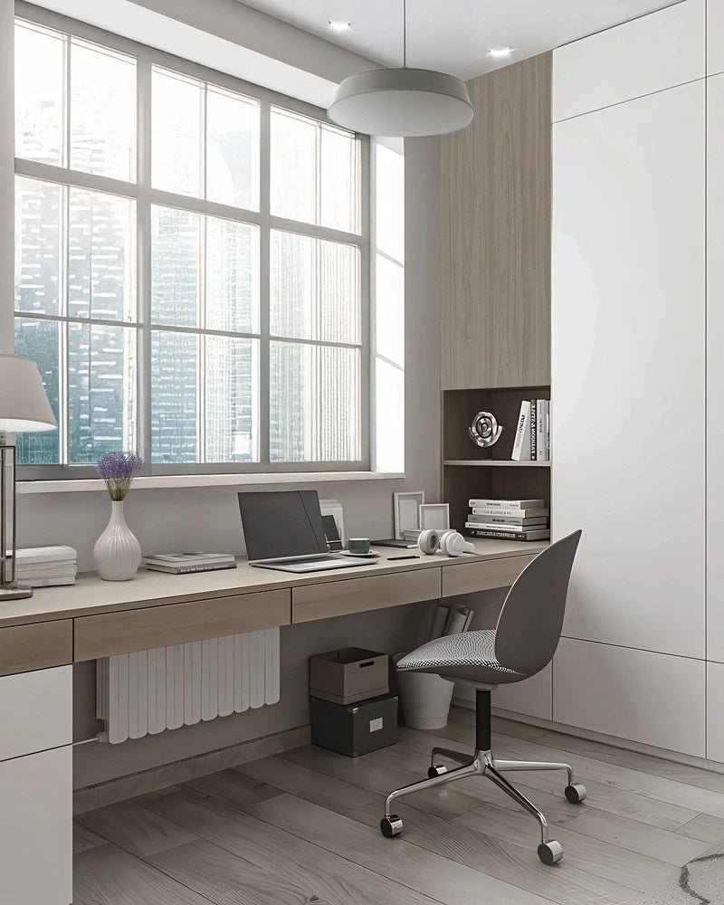 Premium Modern Dove Grey Study Room with a Sleek Chair - Davinciya